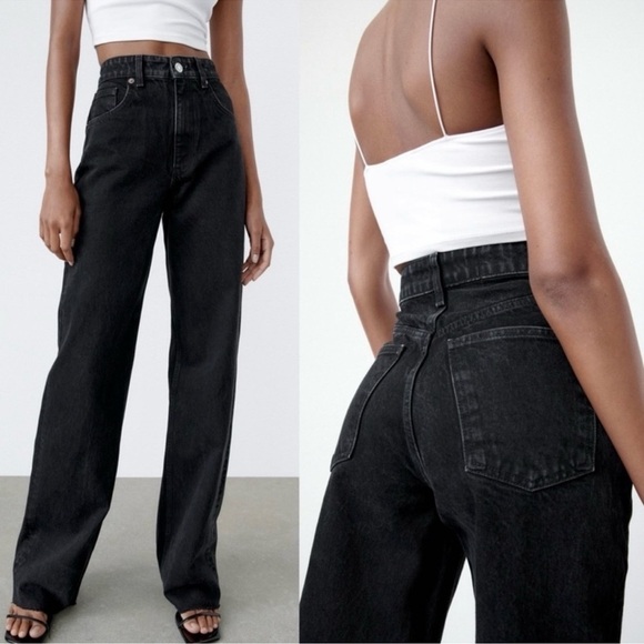 Zara | Jeans | Zara Wide Leg Highrise Raw Hem Jeans | Poshmark